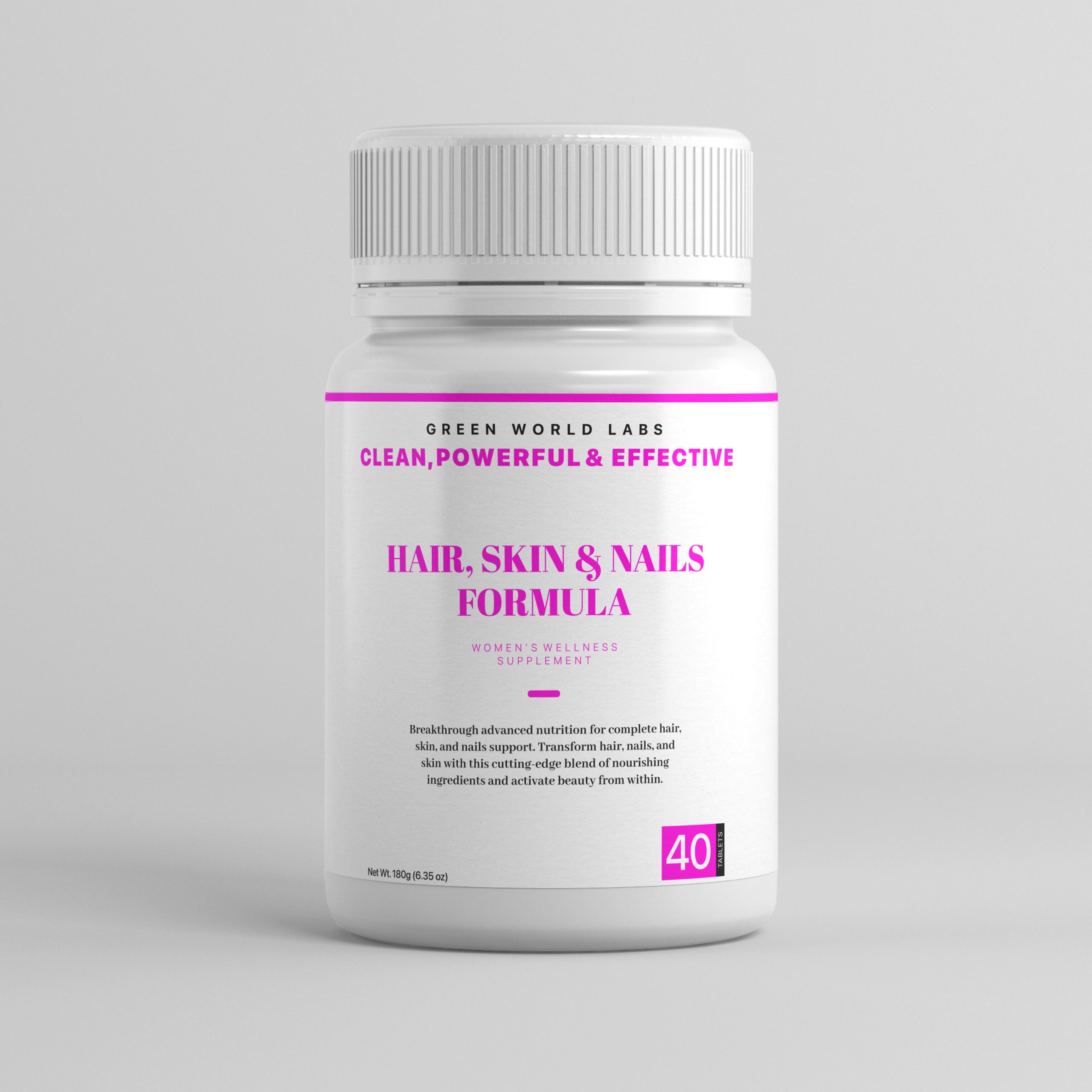 Hair, Skin & Nails Formula - Green World Labs - Clean Powerful Effective